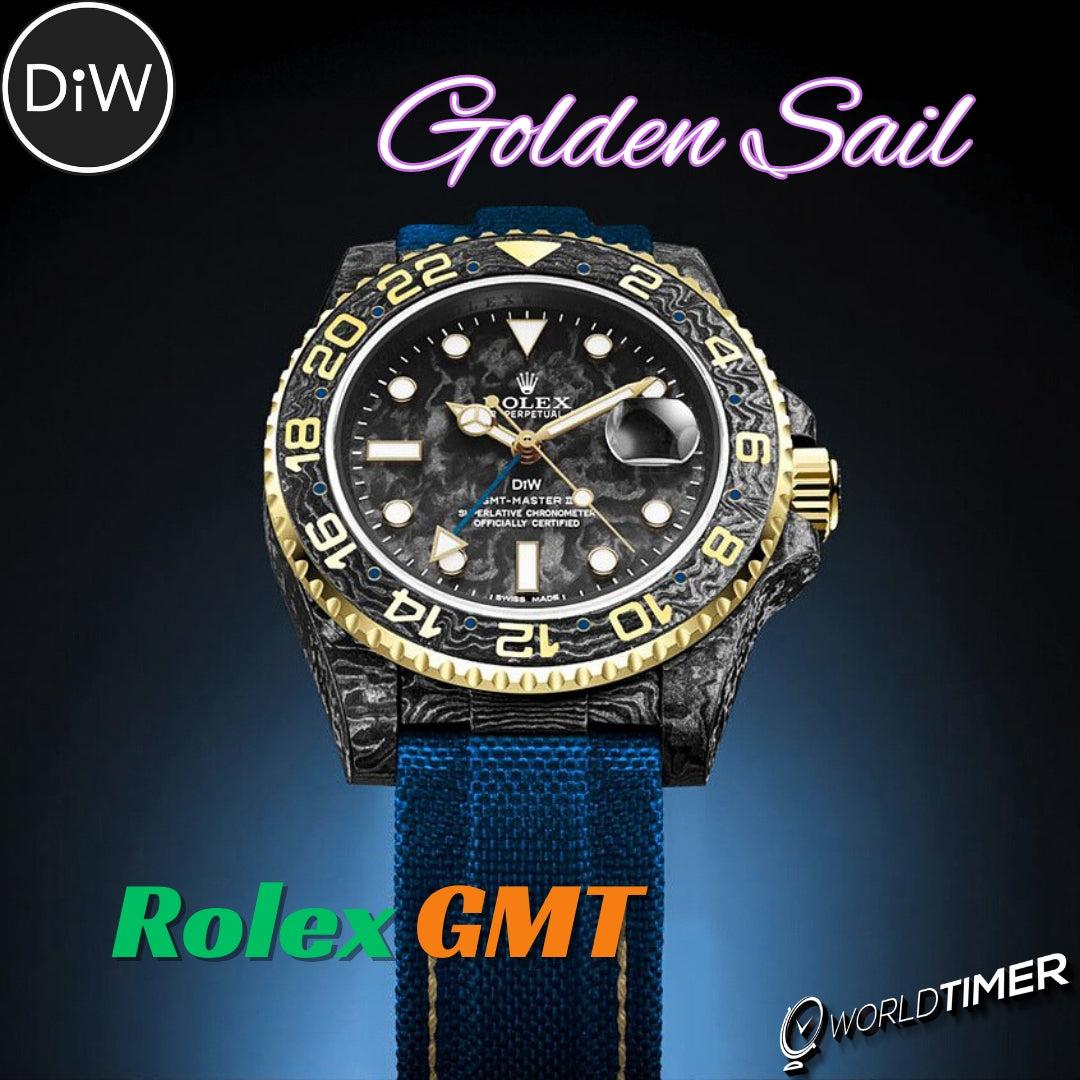 Buy Carbon Rolex DiW GMT Master II Golden Sail Online | WORLDTIMER