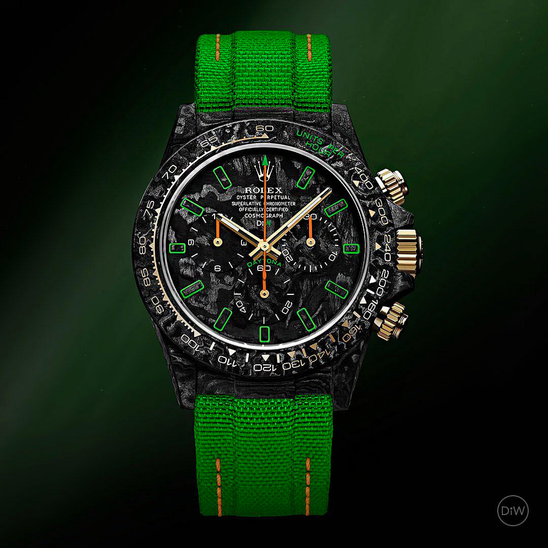 Buy DiW Rolex Daytona ALL CARBON LIME NTPT Carbon Online | WORLDTIMER