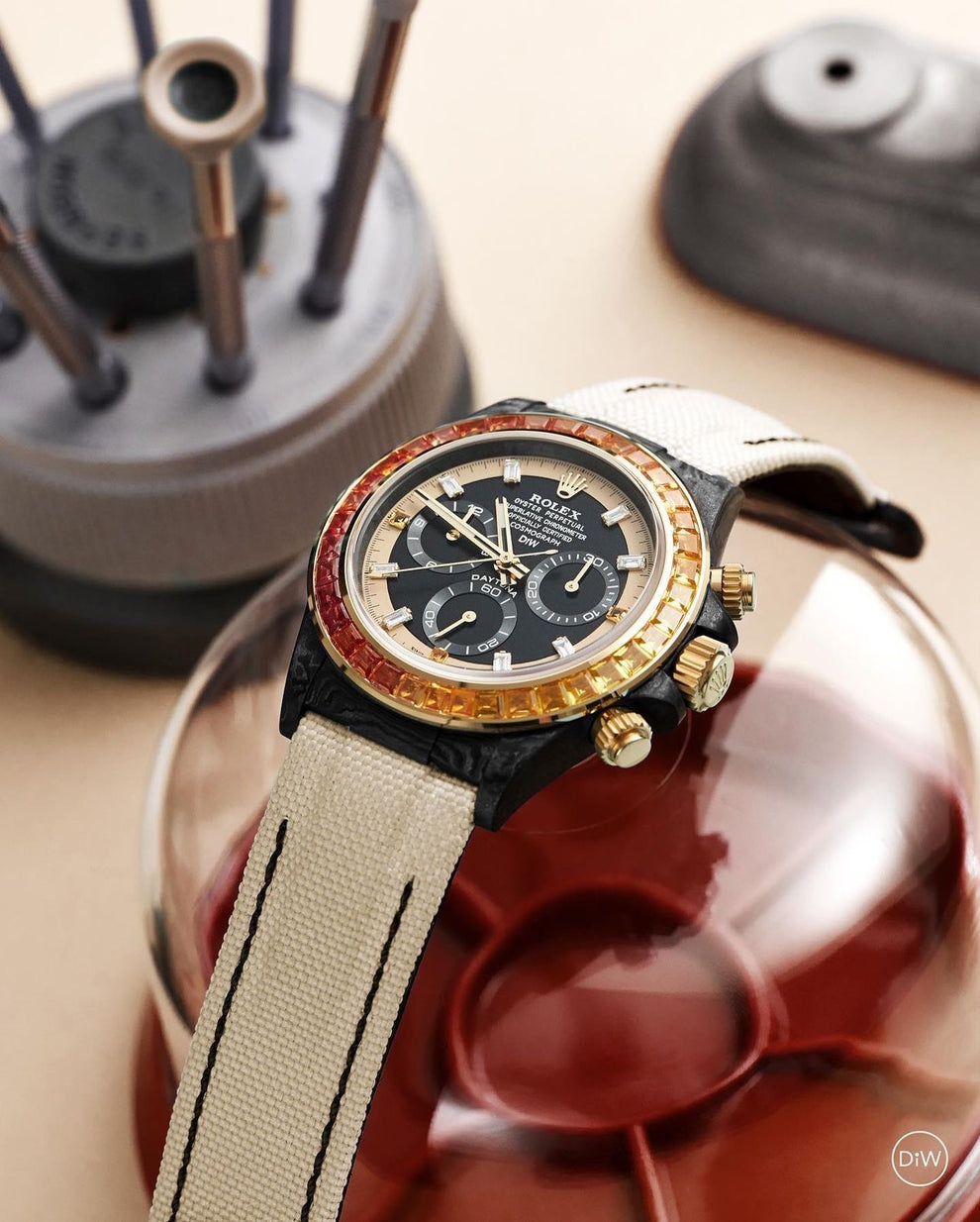 Buy Rolex DiW Carbon Daytona RAINBOW SUNRAY Online | WORLDTIMER