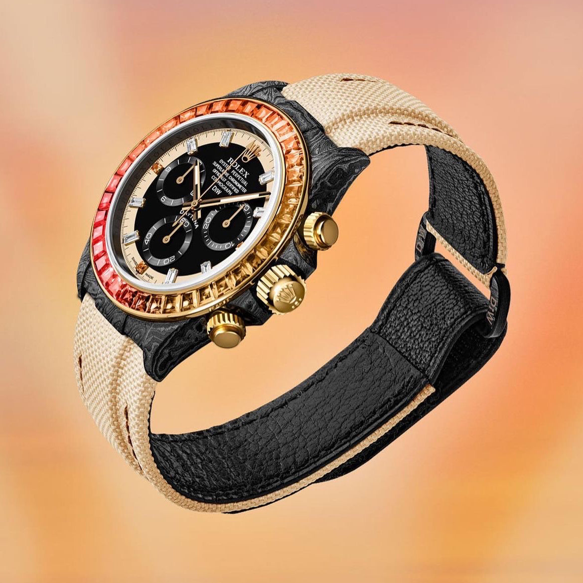 Buy Rolex DiW Carbon Daytona RAINBOW SUNRAY Online | WORLDTIMER