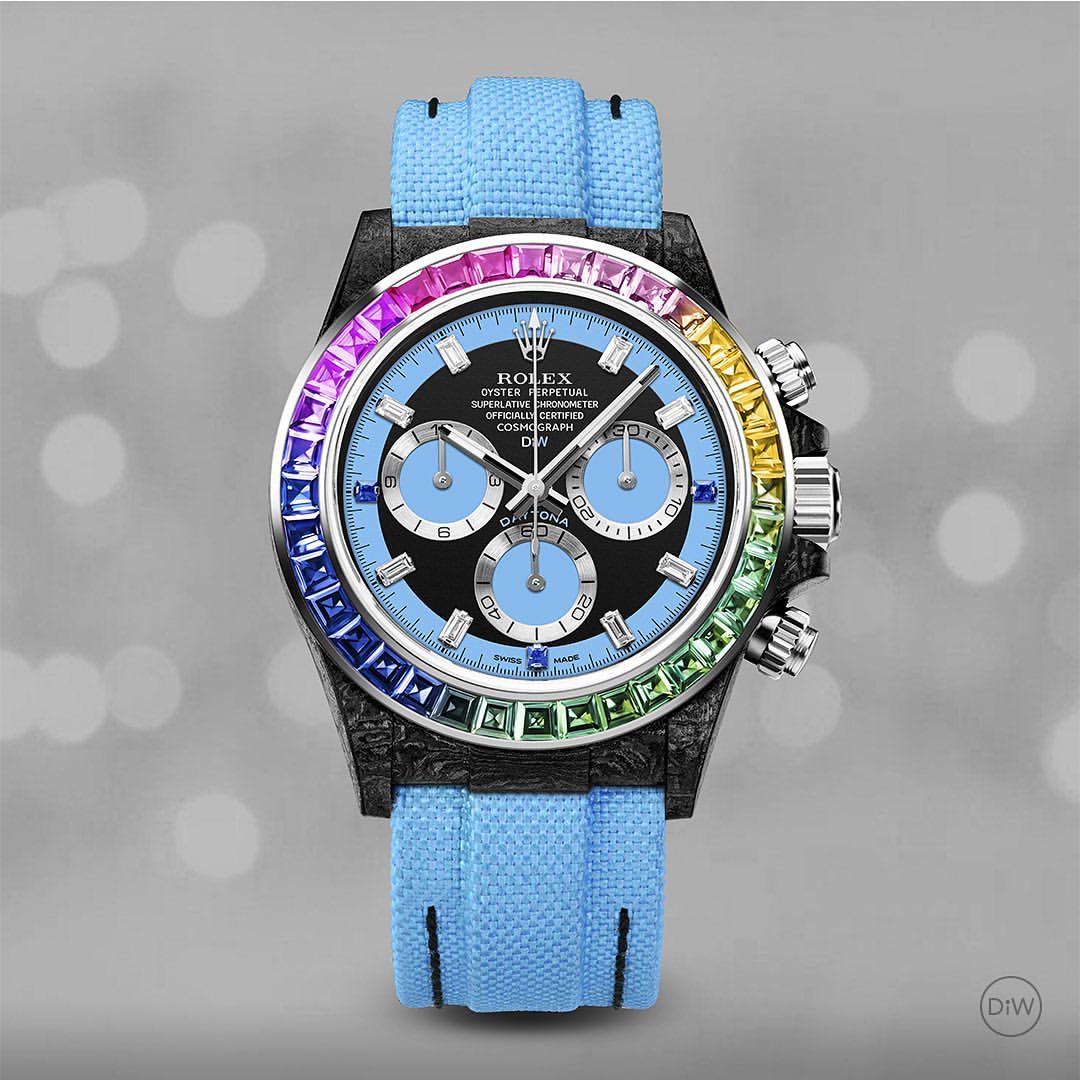 Buy DiW Rolex Daytona RAINBOW BLUE 彩虹圈Daytona Online | WORLDTIMER